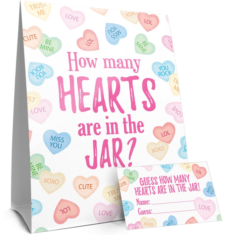 Valentine's Day How Many Hearts Guessing Game - Valentine Party Games ...