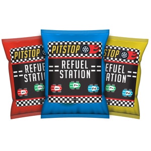 Race Car Party Chip Bag Wrapper Stickers, Cookie Snack Bag Labels, Kids ...