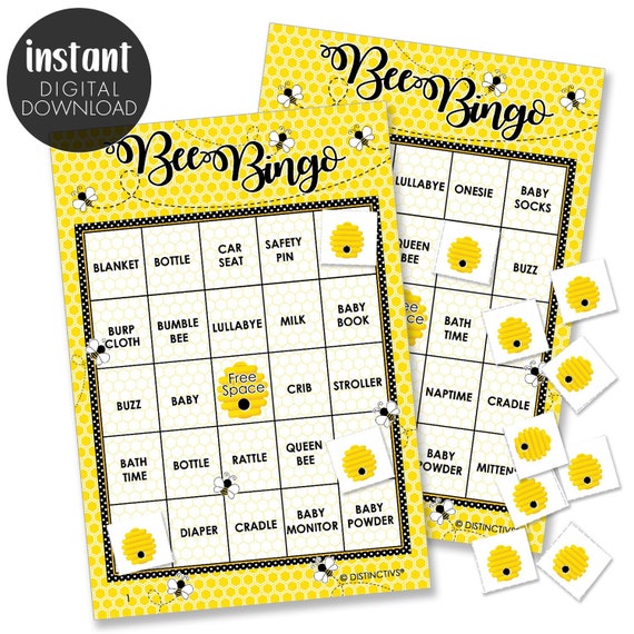 Bee Baby Shower Bingo - Digital Instant Download, BayBee Shower Party ...