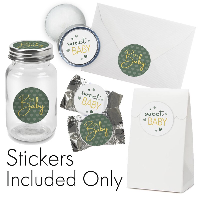 Green and Gold Baby Shower Favor Labels 40 Stickers Unisex - Etsy