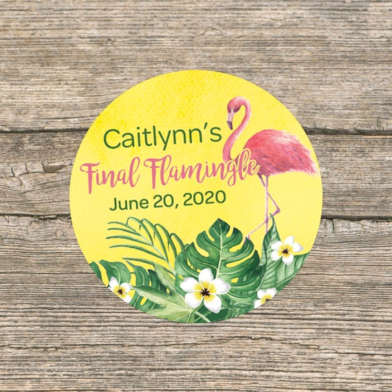 Pink Flamingo Party Circle Sticker Labels - Personalized Tropical ...
