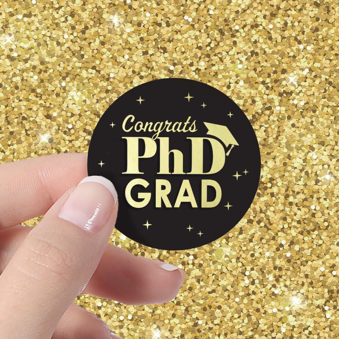 Black and Gold Phd Graduation Stickers, Graduation Party Stickers 2025 ...