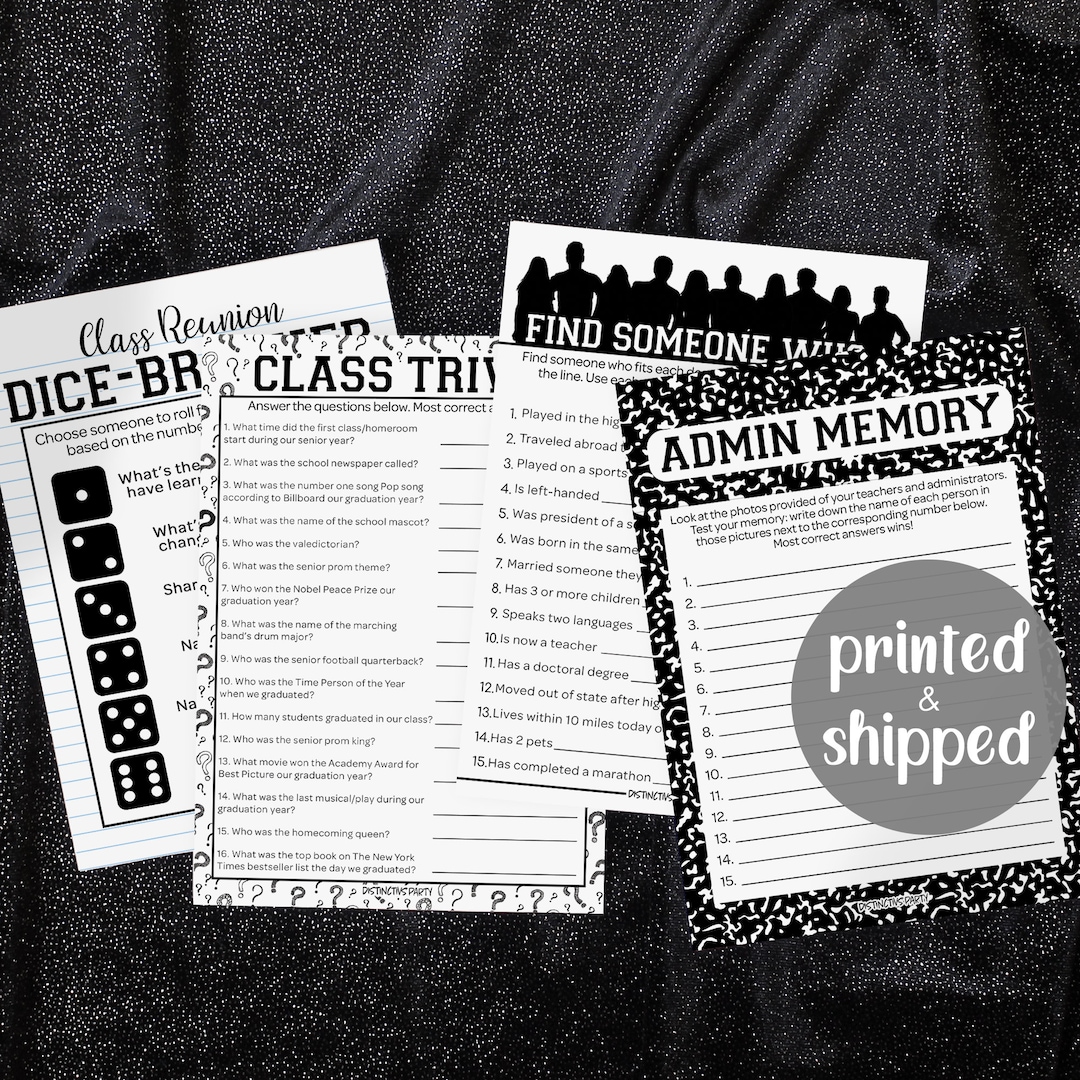 High School Class Reunion Games - College Reunion Game Bundle - Set of ...