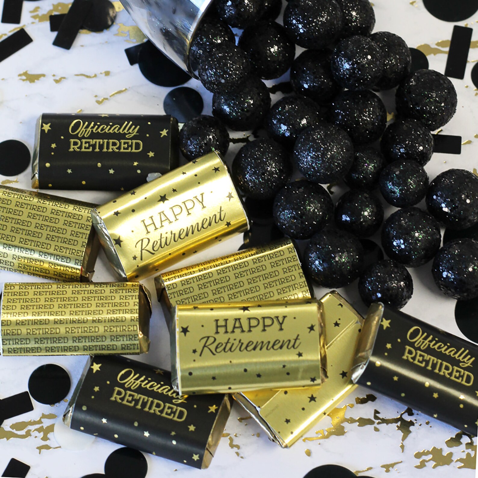 Retirement Party Mini Candy Bar Wrapper Stickers Black Gold - Etsy