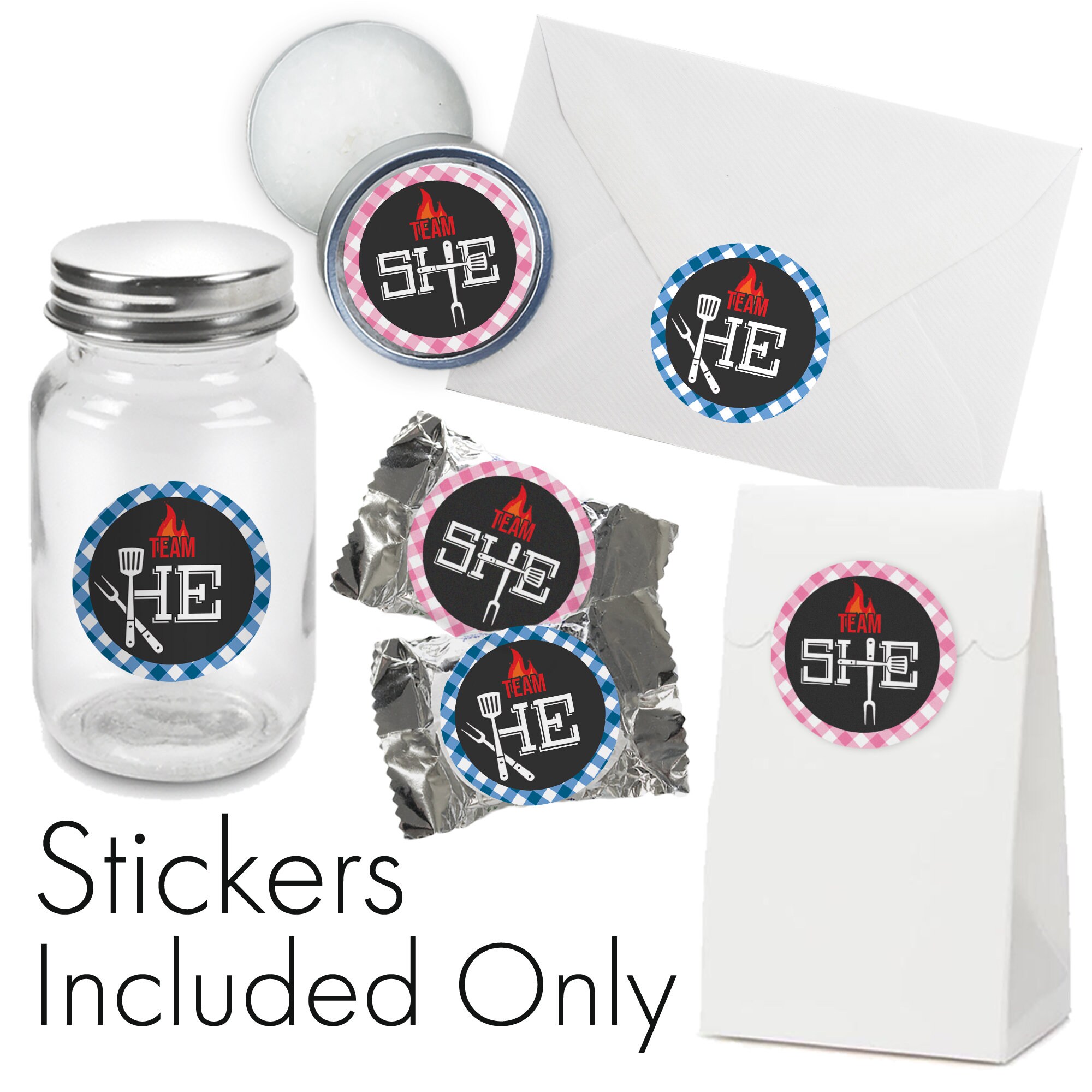 Baby-q Gender Reveal Team He or Team She Stickers 40 Labels - Etsy