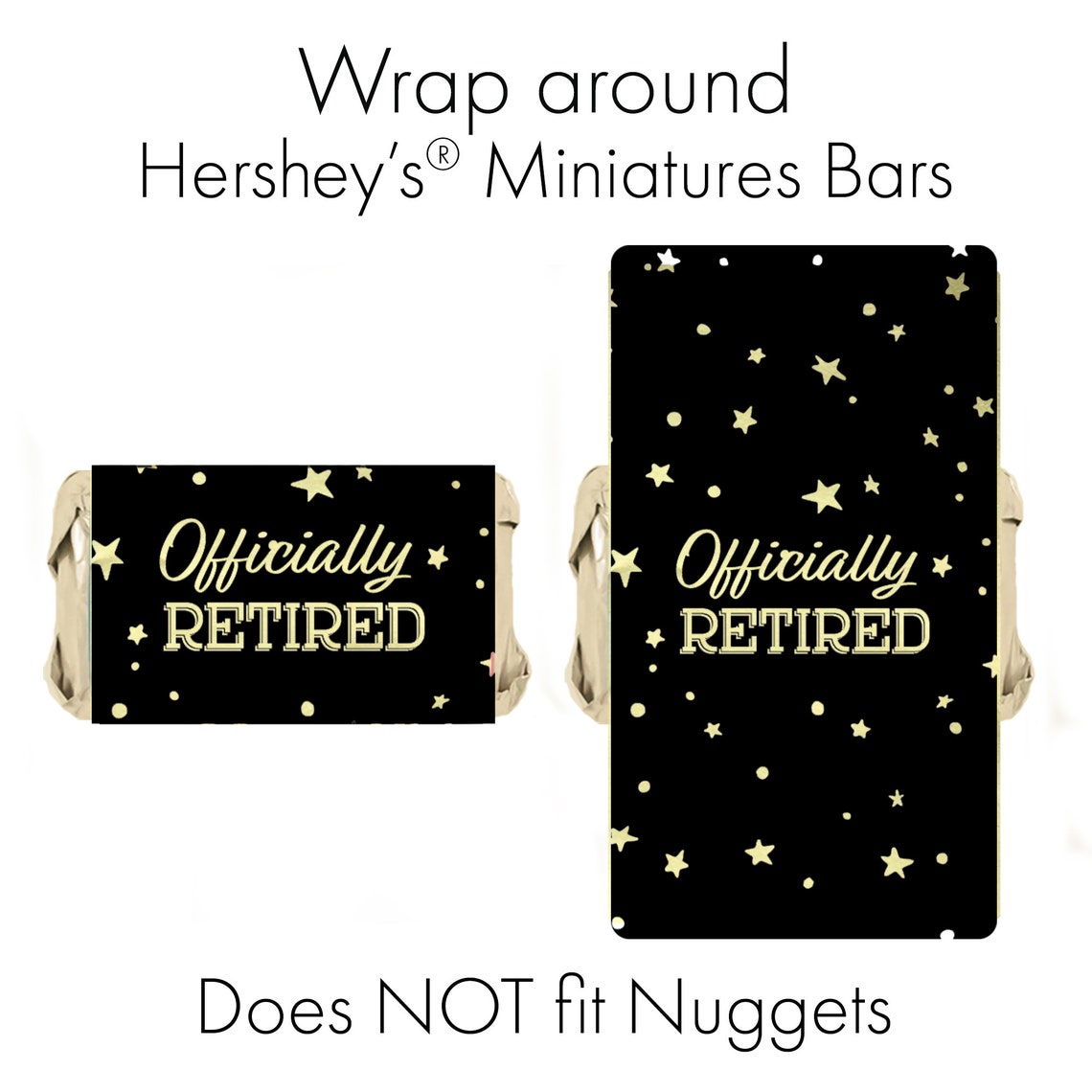 Retirement Party Mini Candy Bar Wrapper Stickers Black Gold - Etsy