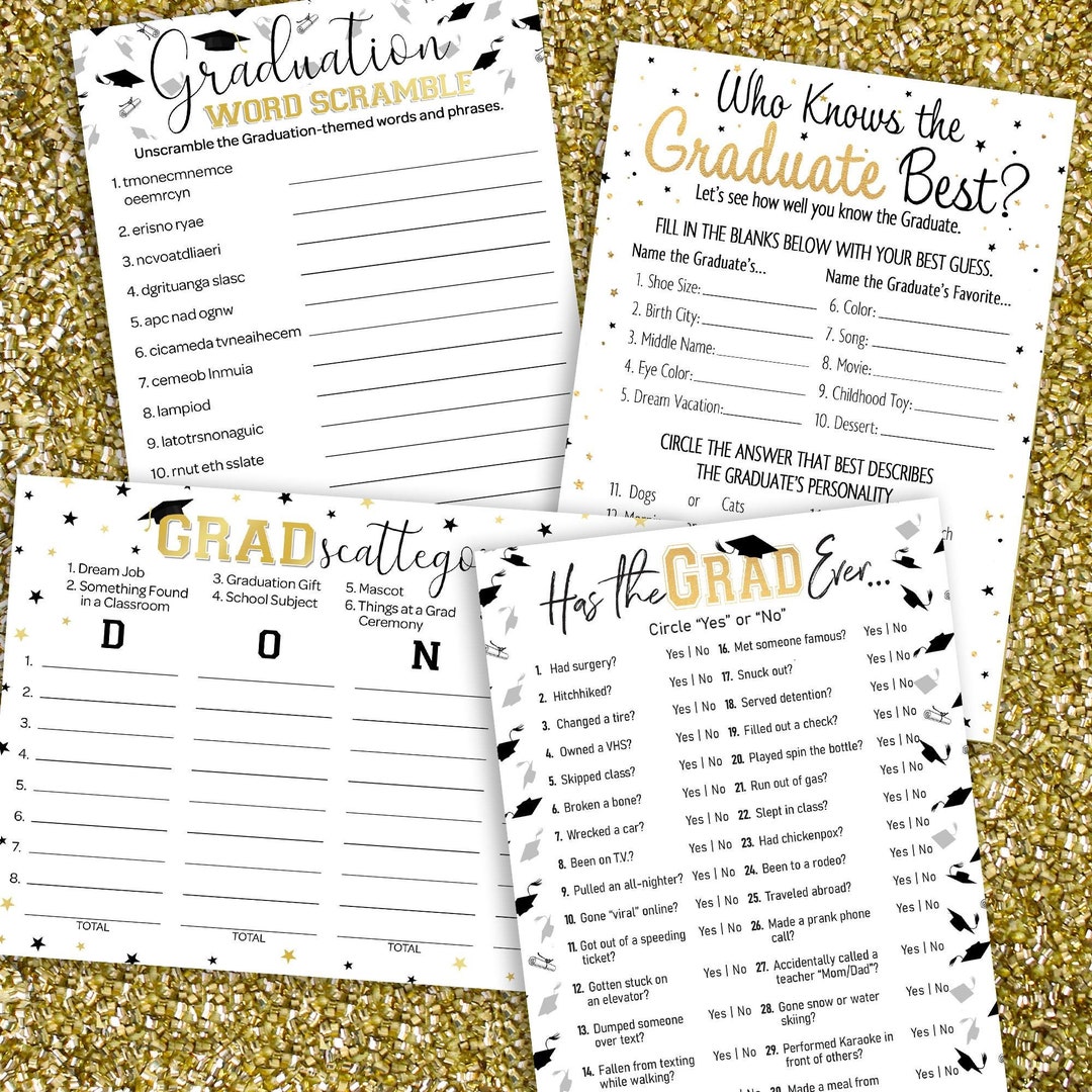 Graduation Party Games Bundle Who Knows the Grad Best, Has the Grad ...