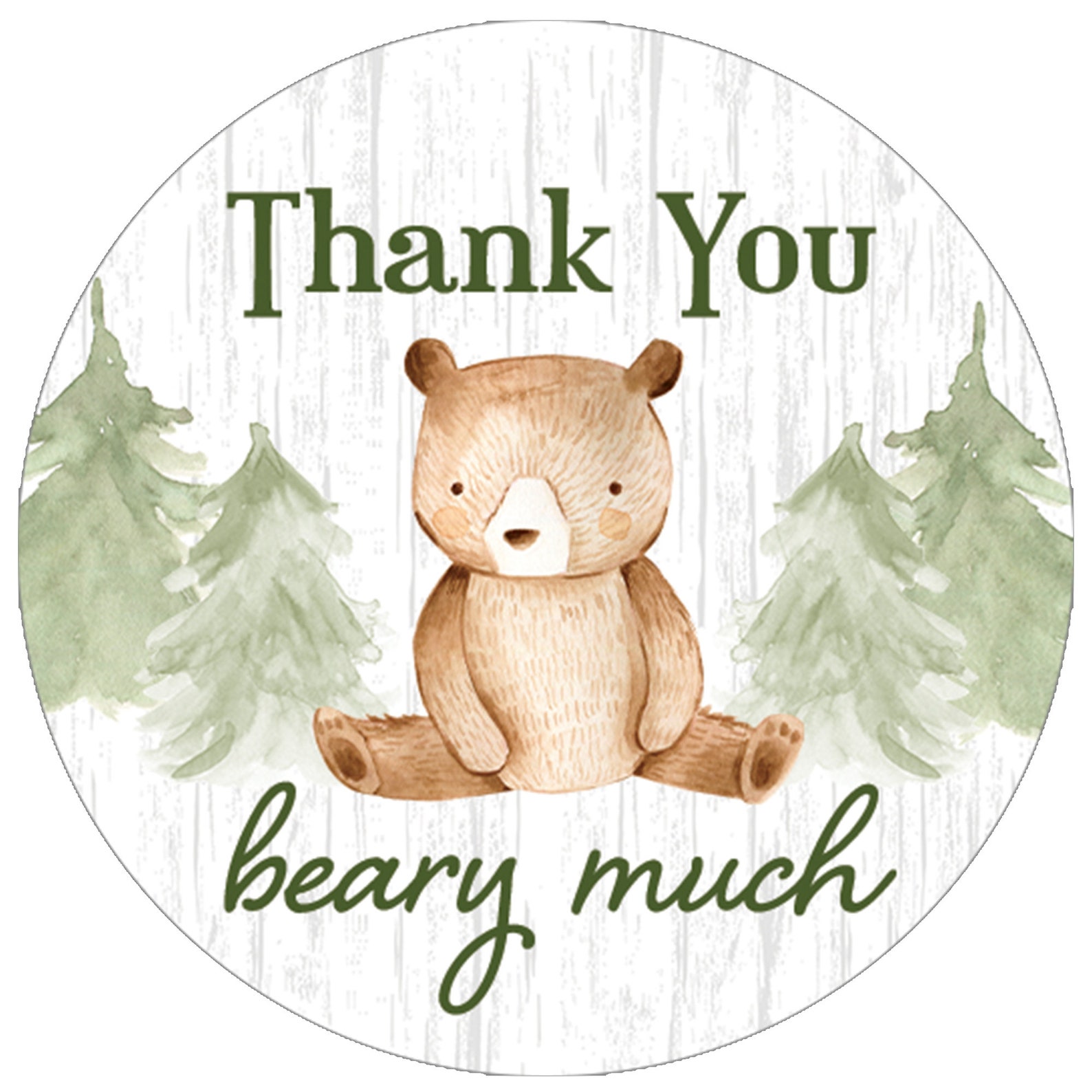 Woodland Bear Thank You Stickers 1.75 Thank You Beary Much - Etsy
