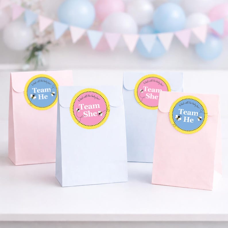 What Will It Bee Gender Reveal Stickers – Team He Team She Voting ...