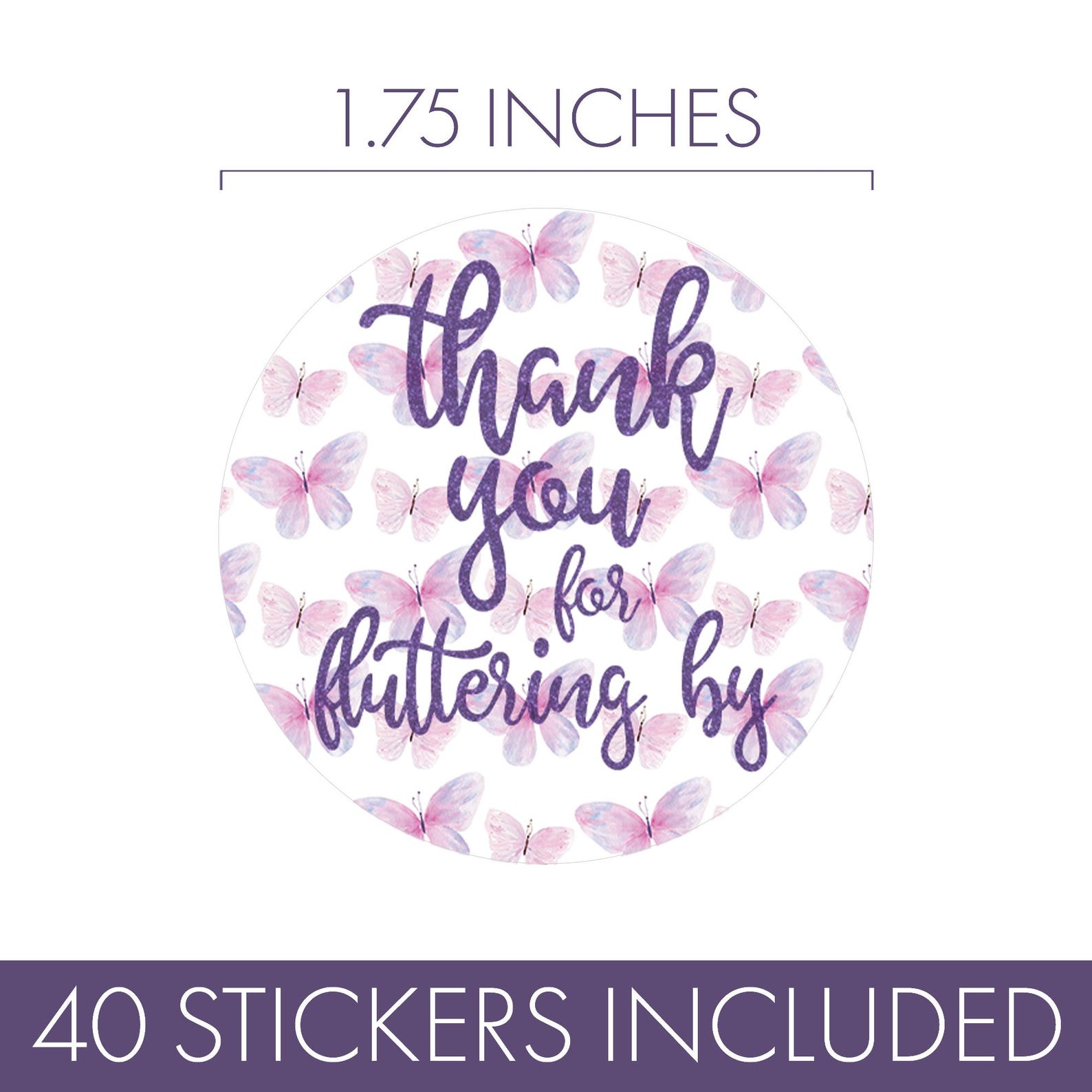 Butterfly Thank You Stickers, Thank You for Fluttering by Labels for ...