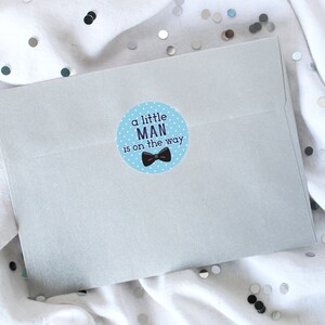 Little Man Boy Baby Shower Thank You Labels, Blue Stickers for Envelope ...