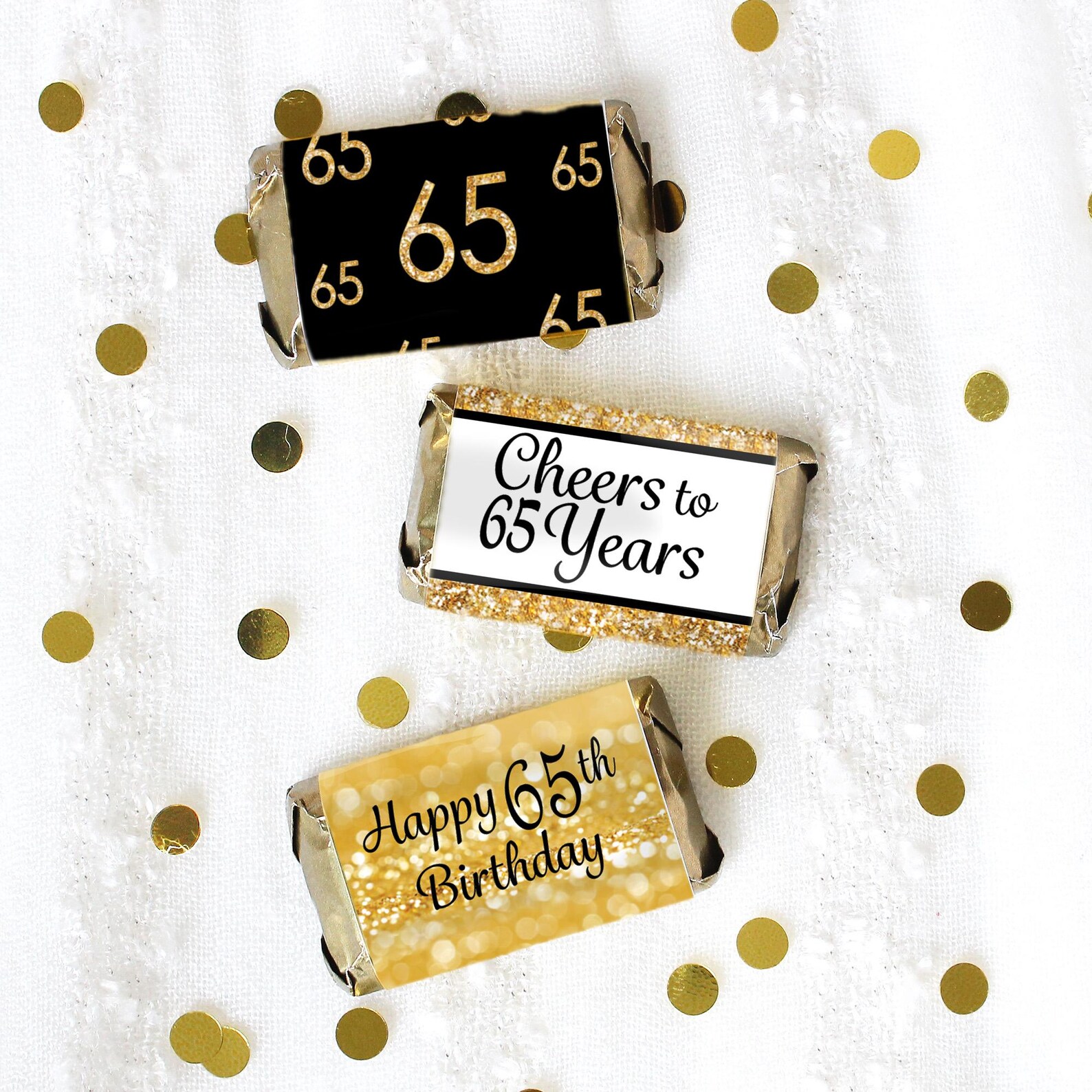 65th Birthday Candy Wrappers for Miniature Chocolate Bars, 42 Ct ...