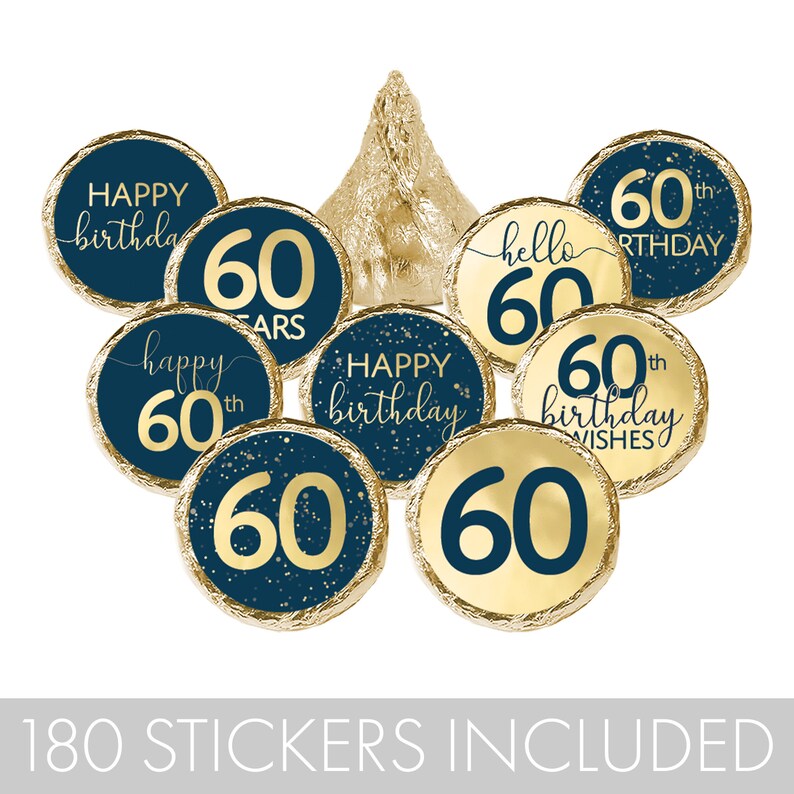 60th Birthday Label Stickers for Chocolate Kisses Birthday - Etsy