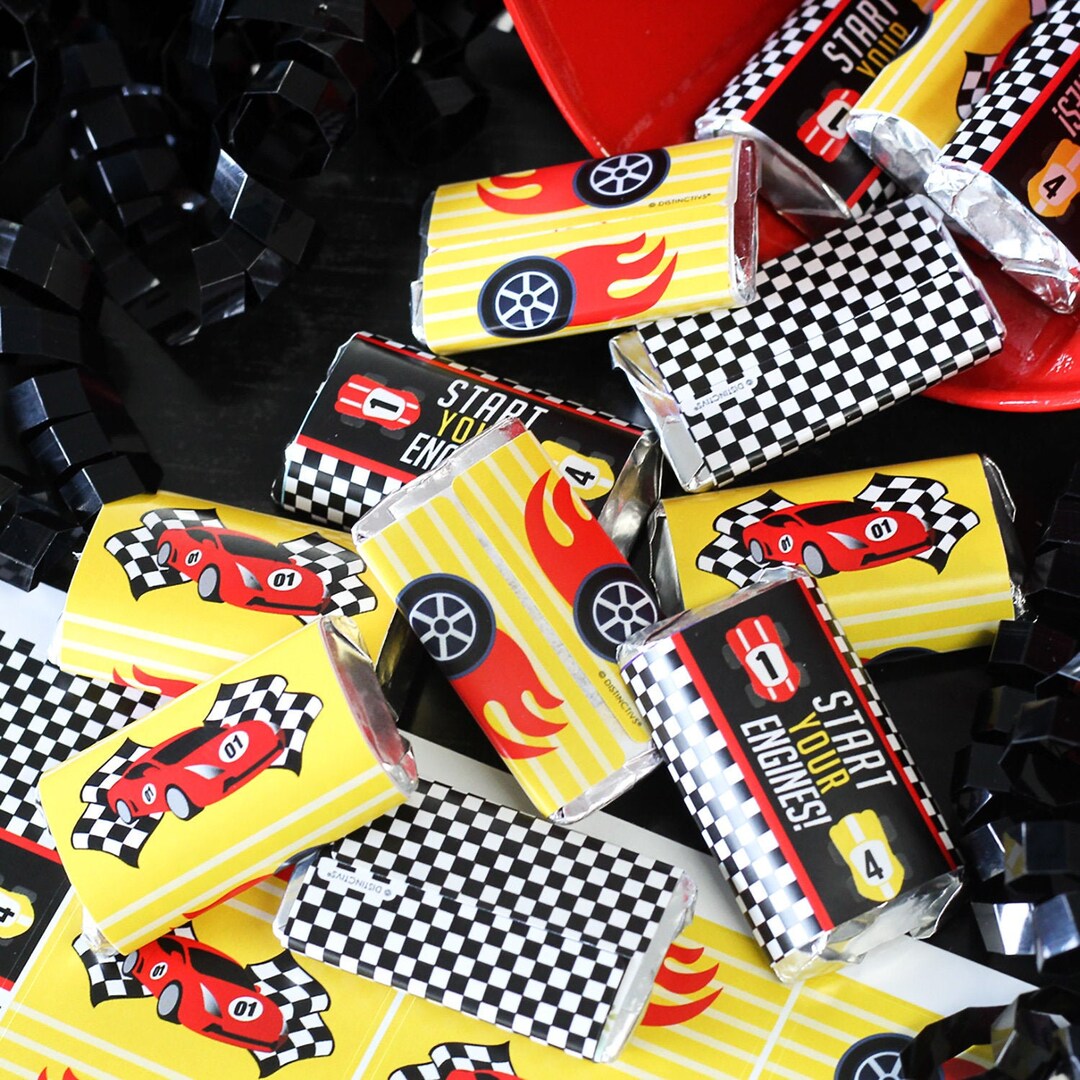 Race Car Party Mini Candy Bar Wrappers Stickers for Miniature - Etsy
