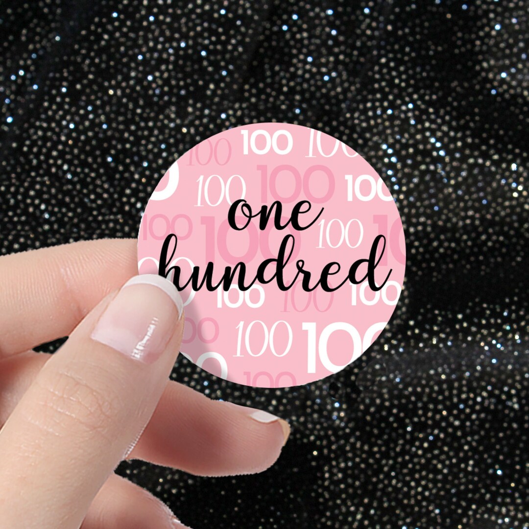 100th Birthday Party Stickers – Pink & Black Circle Stickers for Cookie ...