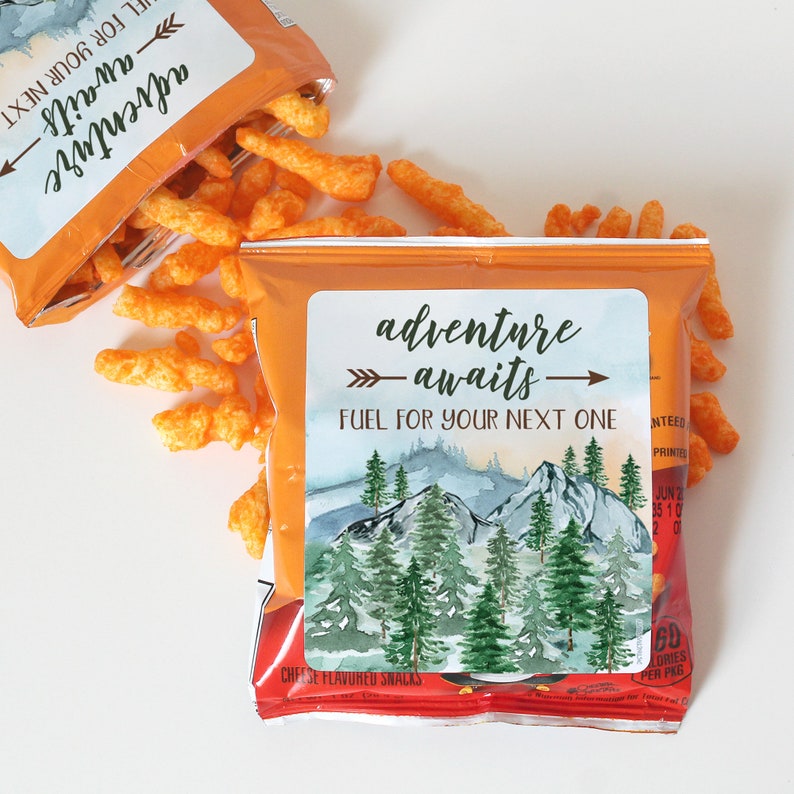 Let the Adventure Begin Baby Shower Party Favor Trail Mix Bag Stickers ...