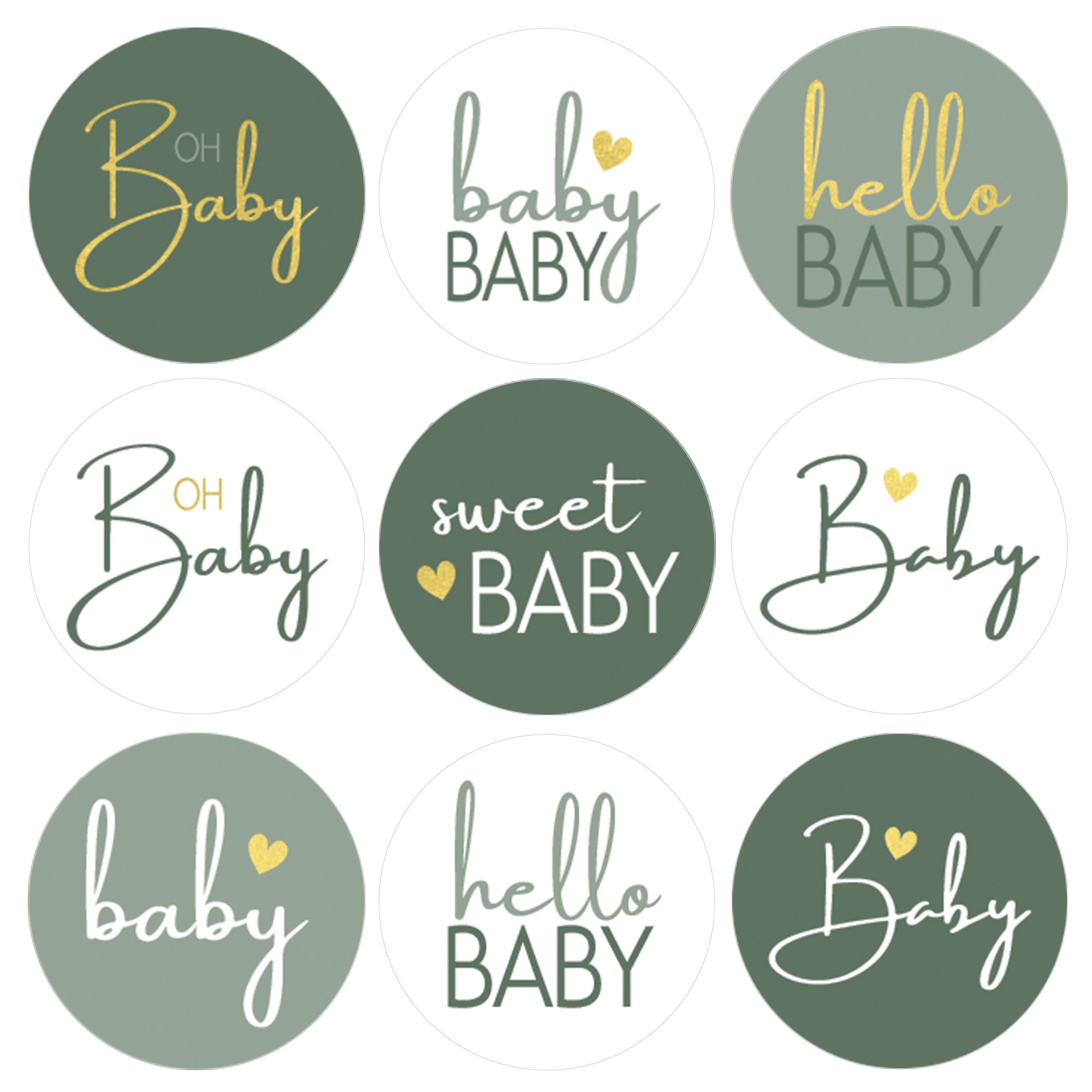Green and Gold Baby Shower Party Favor Stickers Sweet Baby - Etsy