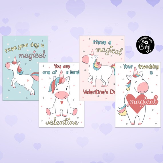 Unicorn Valentine's Day Cards - Magical Unicorns Printable Valentines ...
