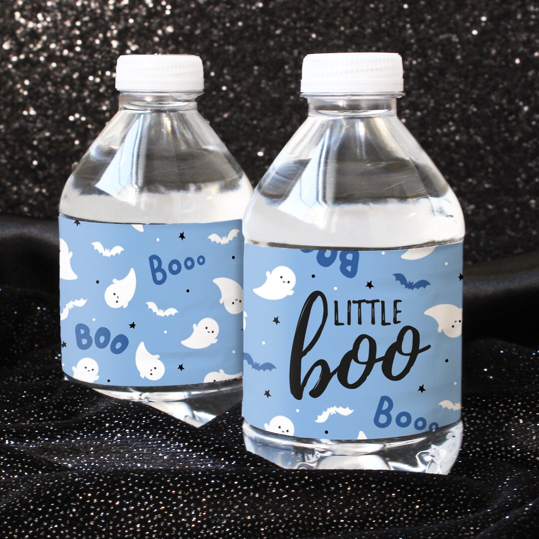 Blue Little Boo is Almost Due Boy Baby Shower Water Bottle Labels - It ...