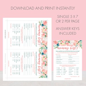 Pink Floral Baby Shower Printable Games Bundle Instant - Etsy