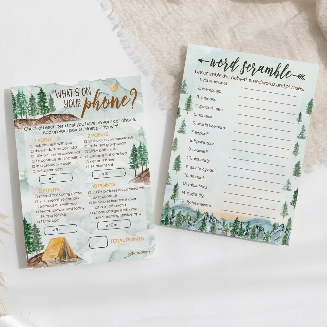 Little Adventurer Baby Shower Games, 2 Game Bundle for 20 Guests ...