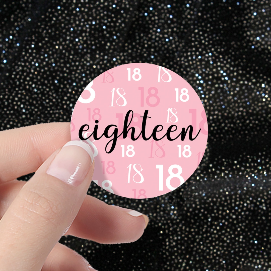 Pink 18th Birthday Party Favor Stickers - Happy 18th Thank You Round ...
