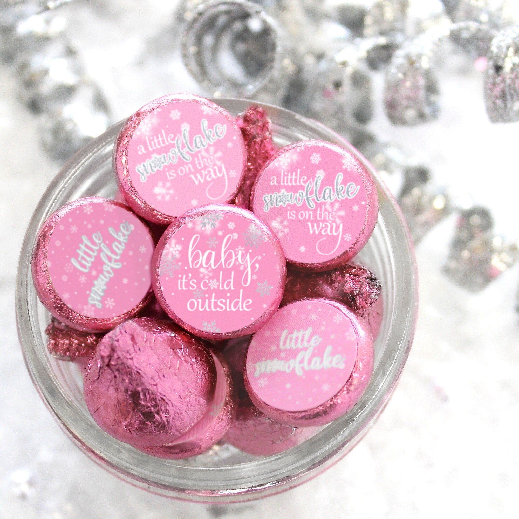 Pink Little Snowflake Snow Baby Shower Favor Stickers for - Etsy