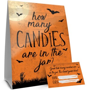 Halloween Guess How Many Candies in the Jar Party Game, Black and ...