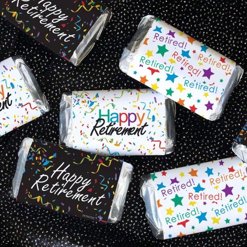 Retirement Party Candy Wrappers, Confetti Stickers (42ct) - Etsy