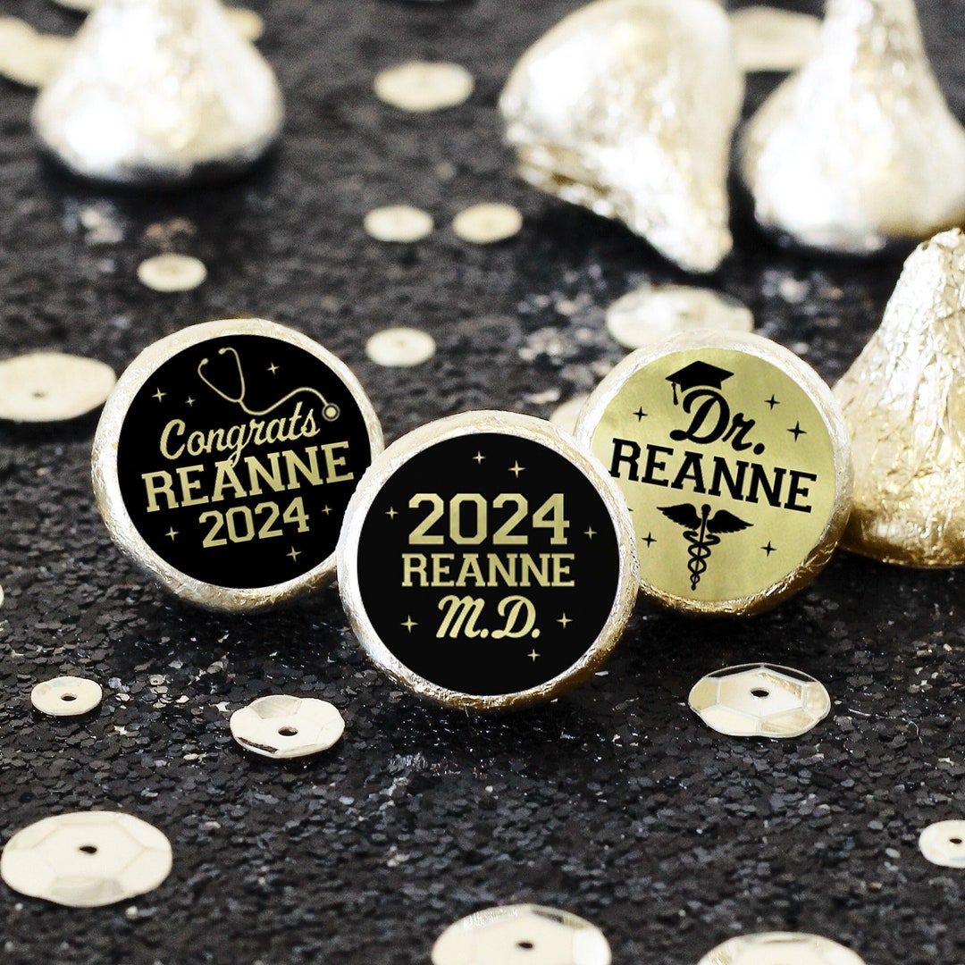 Personalized MD Degree Graduation Stickers for Chocolate Kisses Candy ...