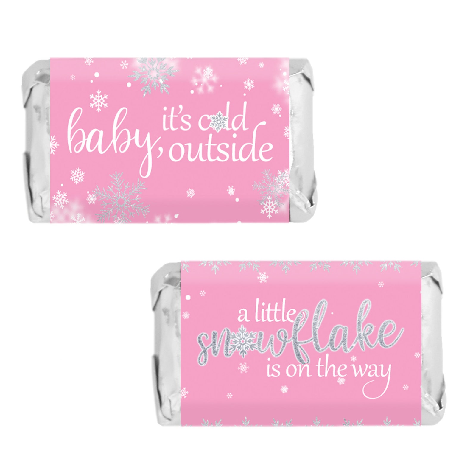 Pink Little Snowflake Snow Baby Shower Mini Candy Bar Wrapper - Etsy