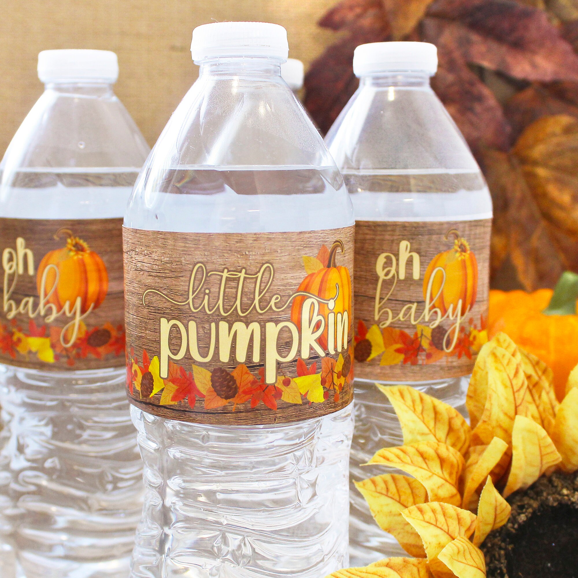 Rustic Fall Little Pumpkin Water Bottle Labels 24 Waterproof - Etsy