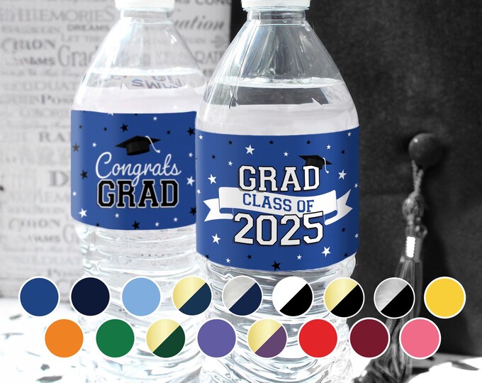 Printed Waterproof Graduation Water Bottle Labels, Congratulations ...
