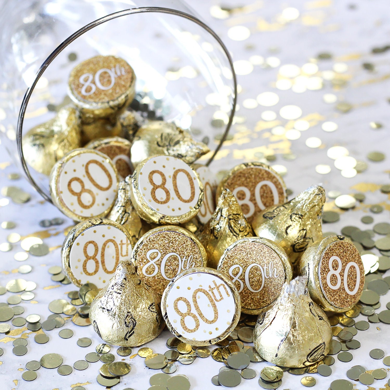 80th Birthday Decorations White and Gold Happy 80th Birthday - Etsy