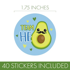 Avocado Gender Reveal Stickers, Guac Will Our Baby Be? Team He or She ...