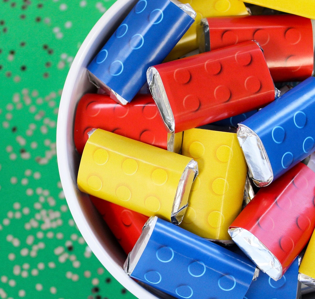 Building Blocks Birthday Party Mini Chocolate Candy Bar Stickers - 42 ...