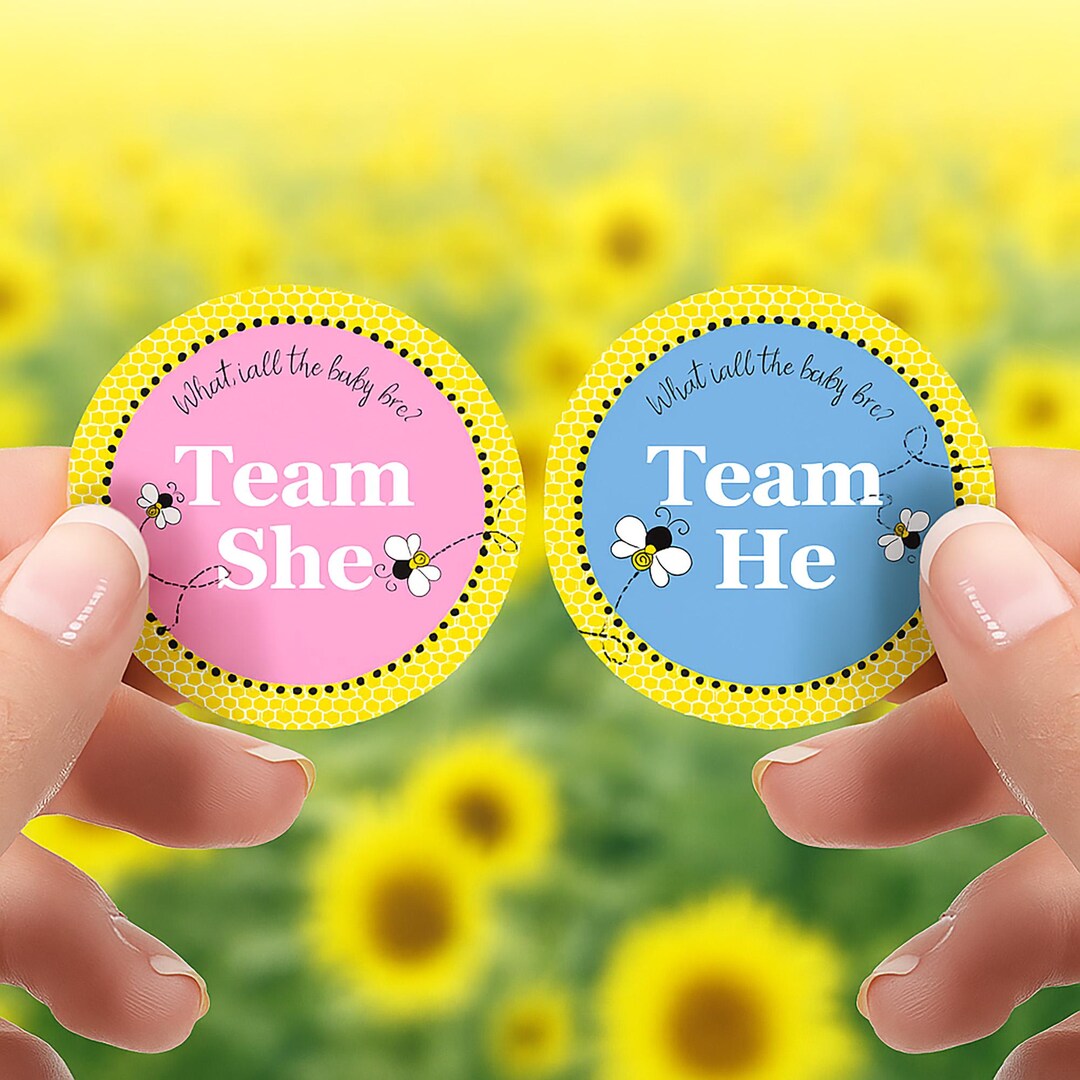 What Will It Bee Gender Reveal Stickers – Team He Team She Voting ...