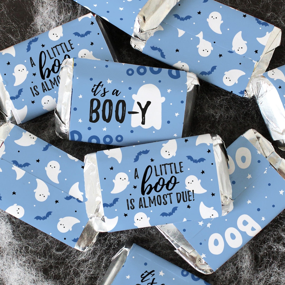 Blue Little Boo is Almost Due Boy Baby Shower Candy Wrapper for ...