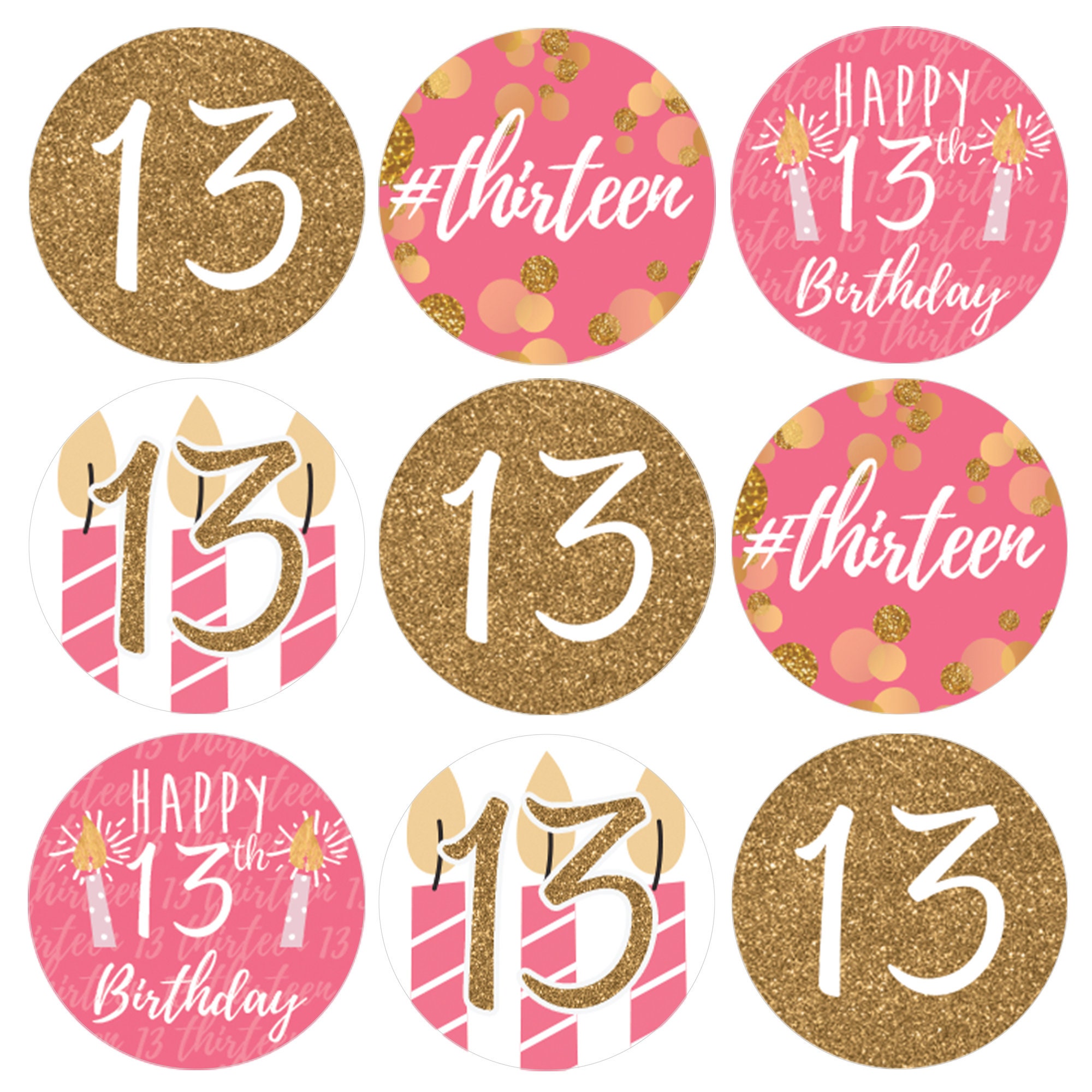 13th Birthday Chocolate Kiss Stickers 180ct Pink Gold 13th - Etsy