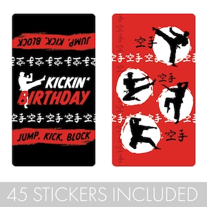 Karate Kid Birthday Party Mini Candy Bar Wrappers, Stickers for ...