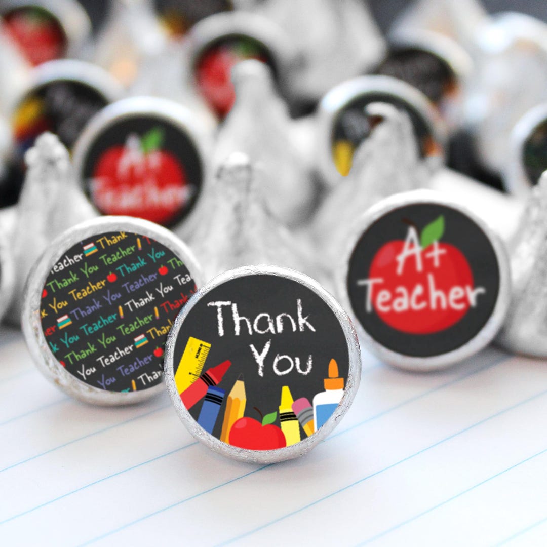 Teacher Thank You Favor Stickers, Teacher Appreciation Week, Chalkboard ...