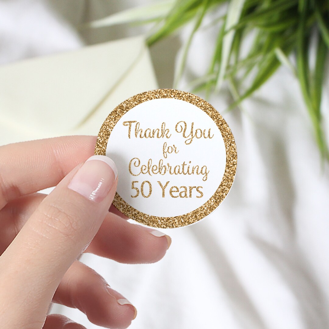 Thank You for Celebrating 50 Years Stickers White and Gold - Etsy