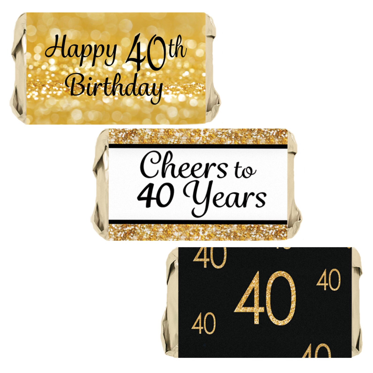 40th Birthday Candy Wrappers for Miniature Chocolate Bars - Etsy