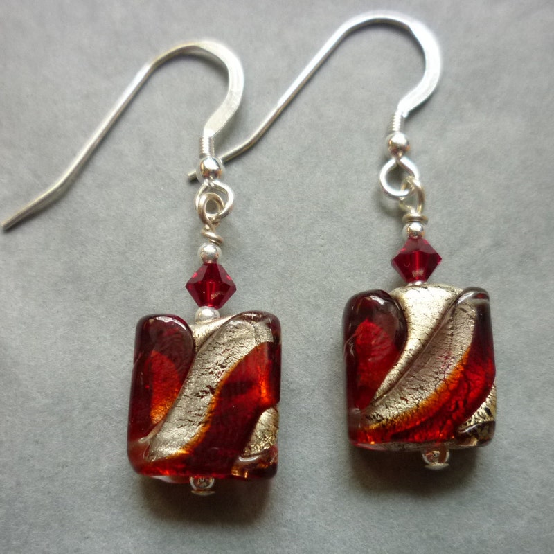 Red Glass Earrings - Etsy