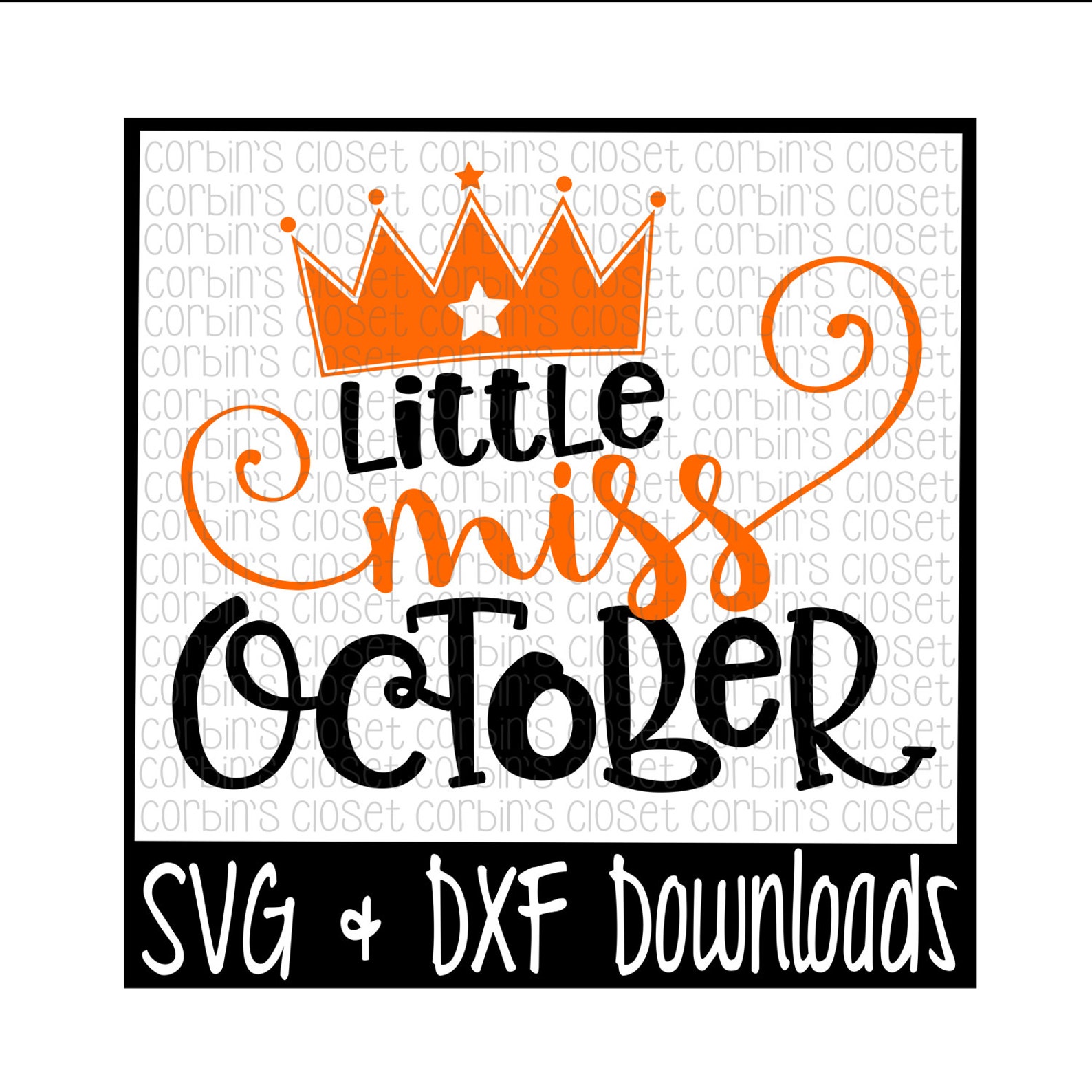 Little Miss October Cut File DXF & SVG Files Silhouette - Etsy