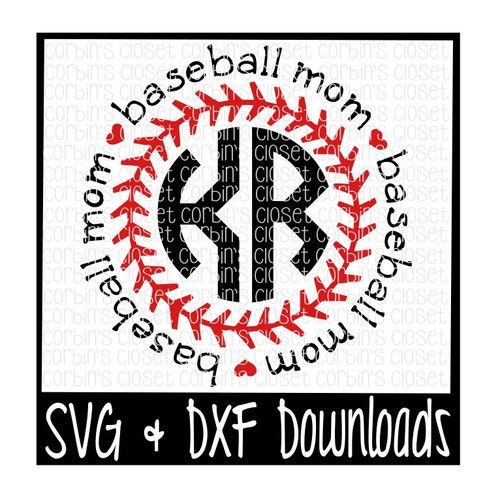 Baseball Mom SVG Baseball Mom Circle Monogram Cut File DXF | Etsy