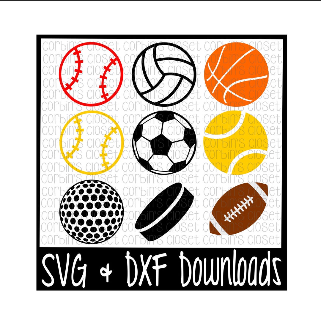 Sports Balls SVG Cut File DXF & SVG Files Silhouette Cameo, Cricut - Etsy
