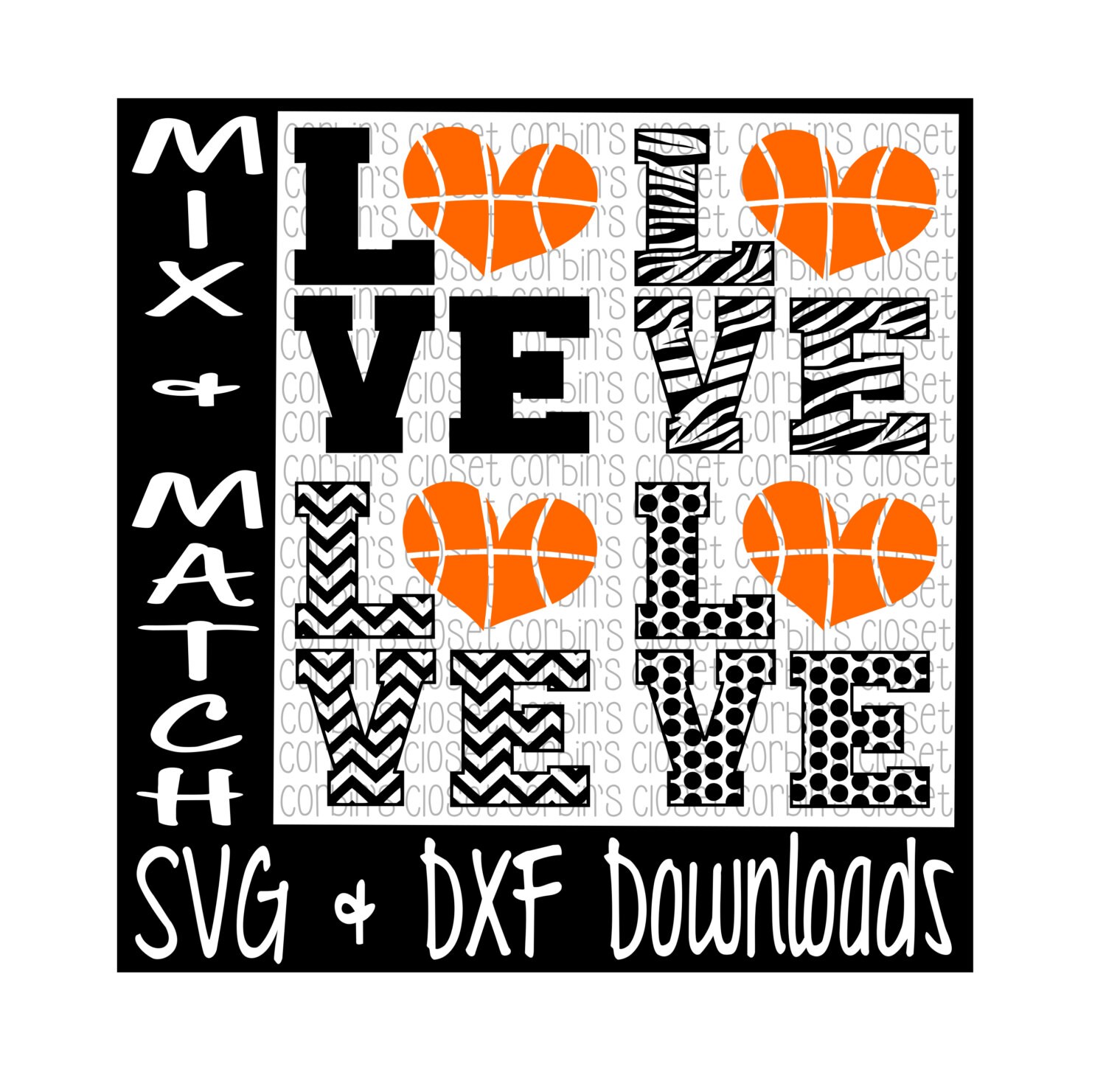 Love Heart Basketball Mix & Match Cutting File SVG DXF Files | Etsy