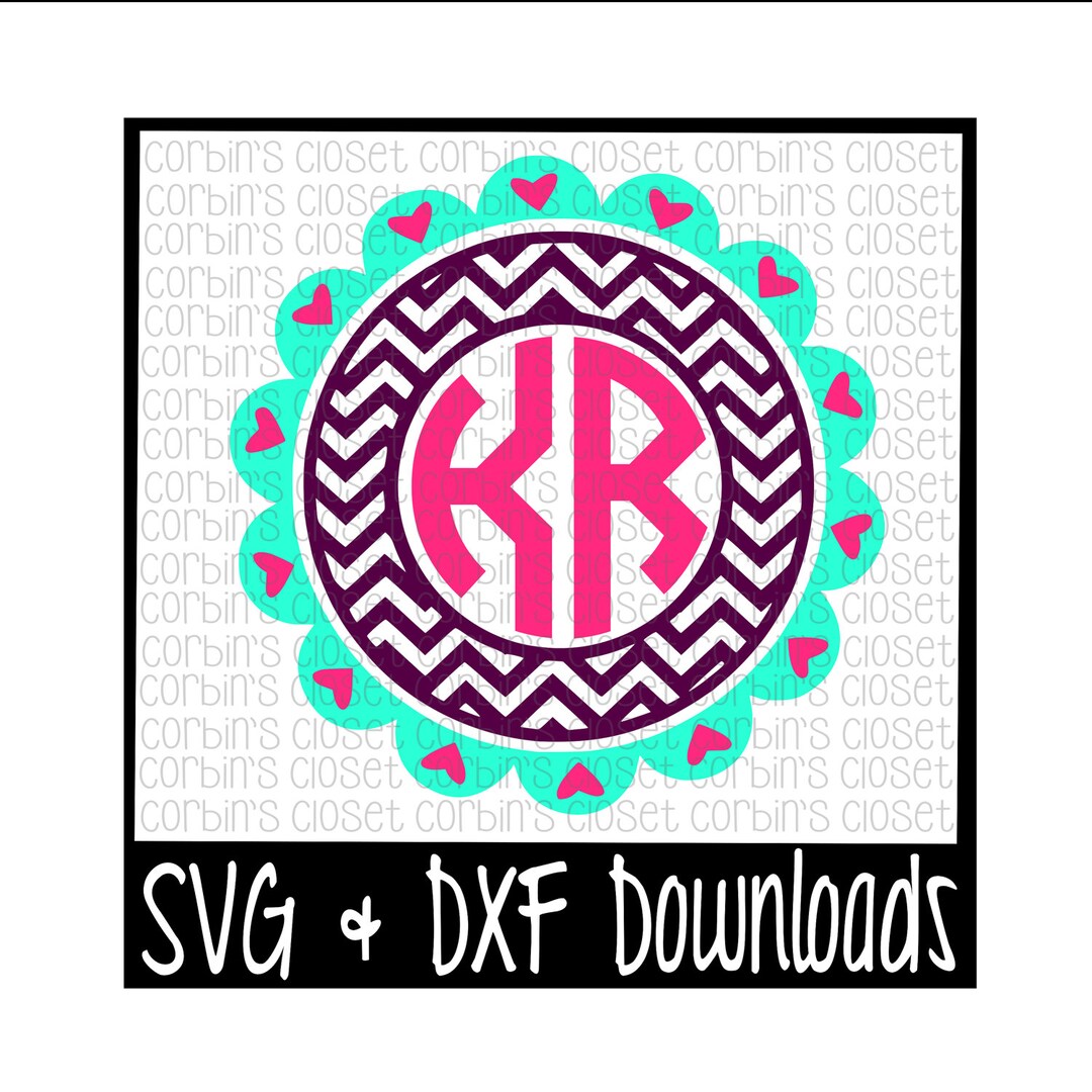 Circle Monogram SVG Valentine Monogram SVG Cut File Dxf & SVG Files ...