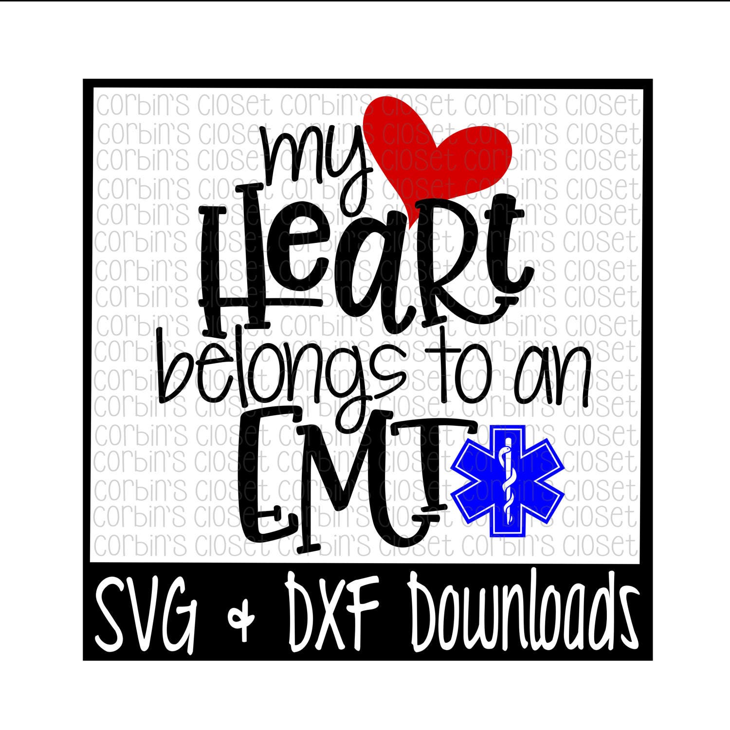 EMT SVG My Heart Belongs to an EMT Cut File Dxf & Svg - Etsy